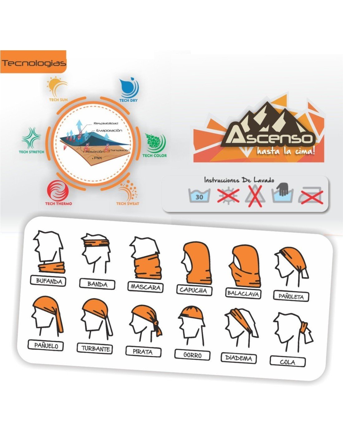 Buff Multifuncional Ascenso Brands para deportistas, ciclismo ...