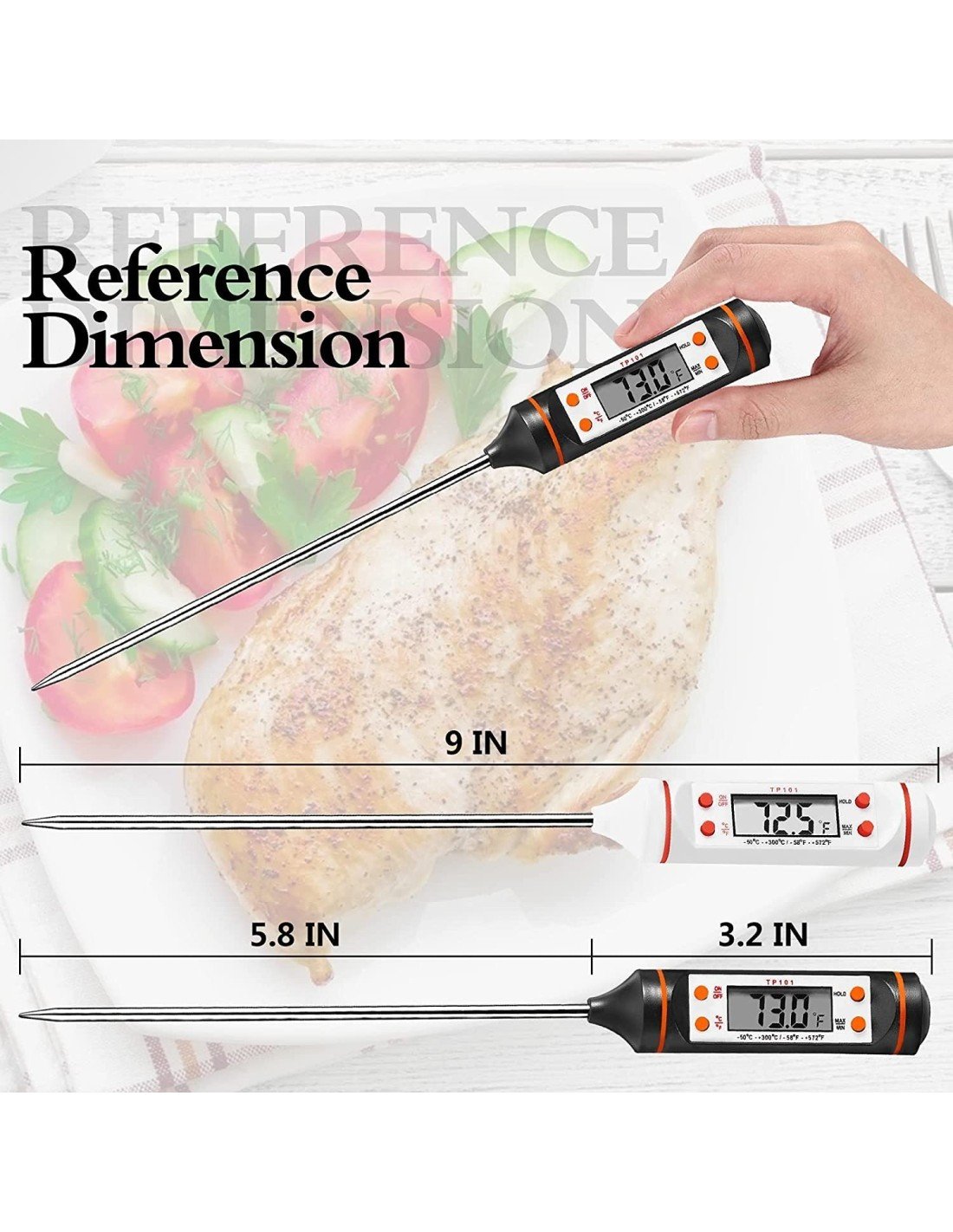⭐ Termómetro Digital Tp300 Multiuso Ideal Para Cocina Y Bbq