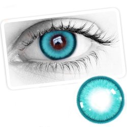 ⭐ Lentes Cosplay HotBlood Cyan Halloween Color Azul Claro
